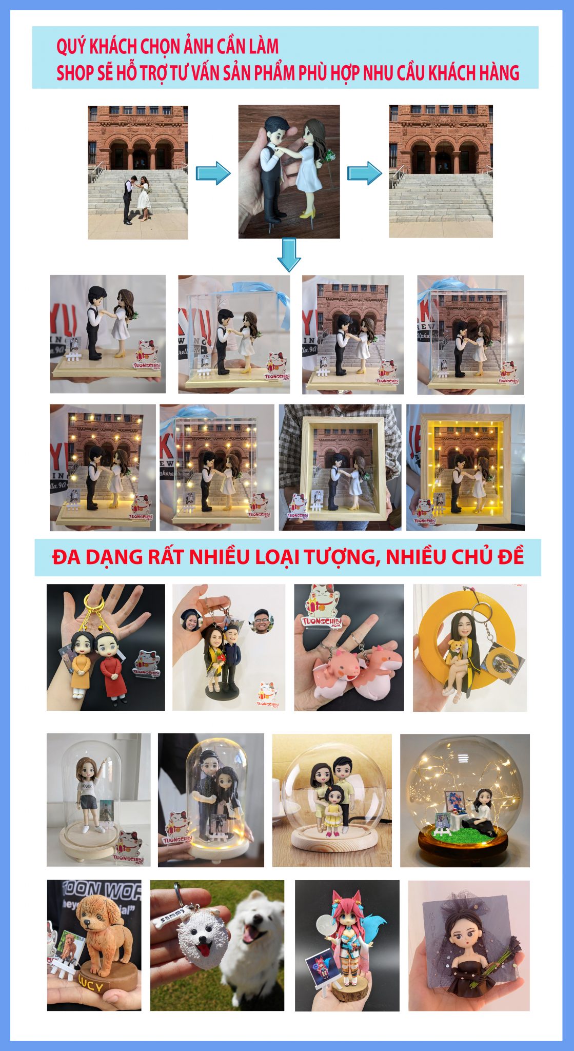 Tượng chibi đất sét - Bảng giá nặn tượng theo yêu cầu - Quà sinh nhật